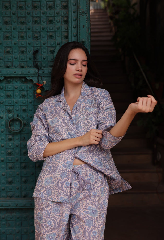 Luxury Cotton Pyjamas - Snowshill Lavender