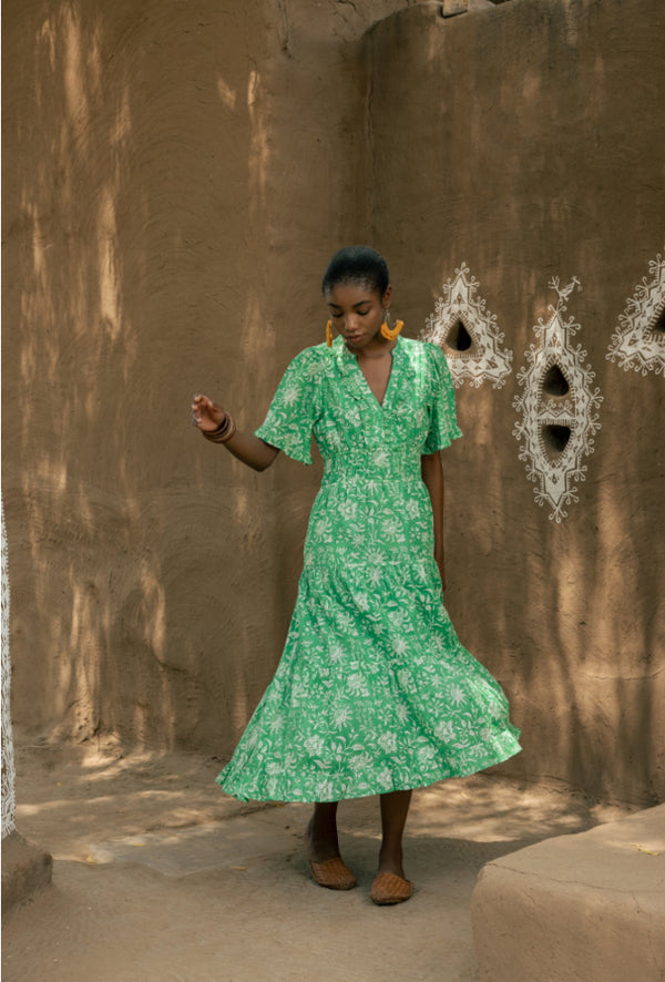 Organic Cotton Dress - Freya Emerald