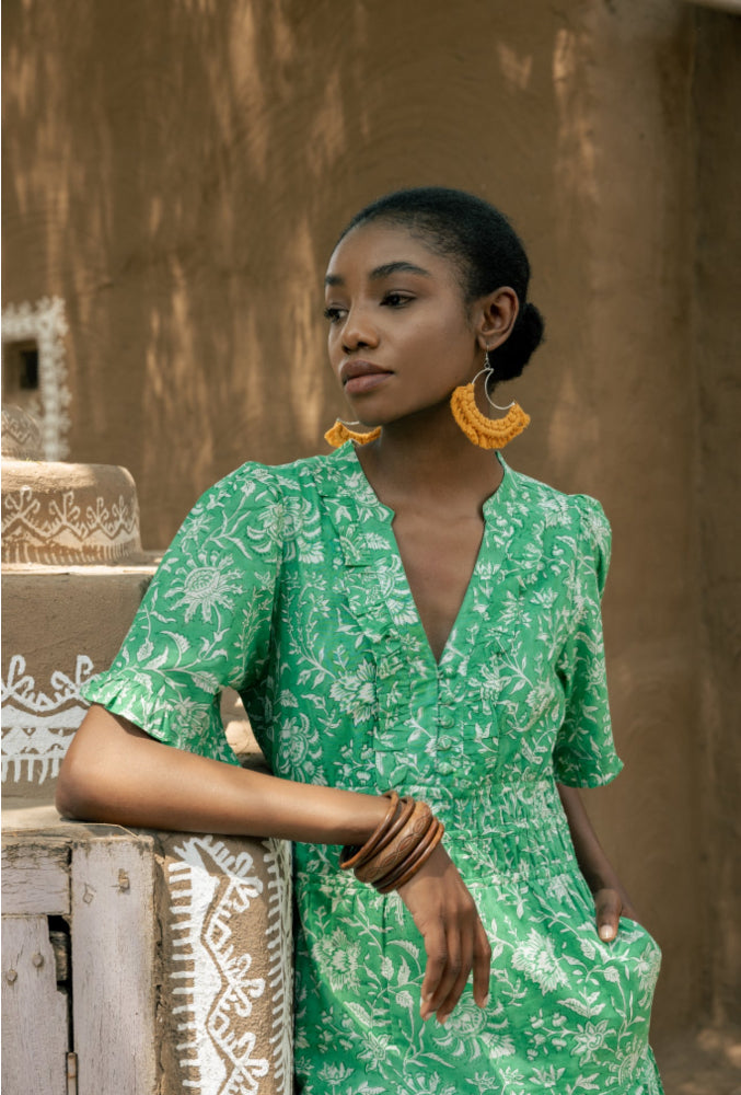 Organic Cotton Dress - Freya Emerald